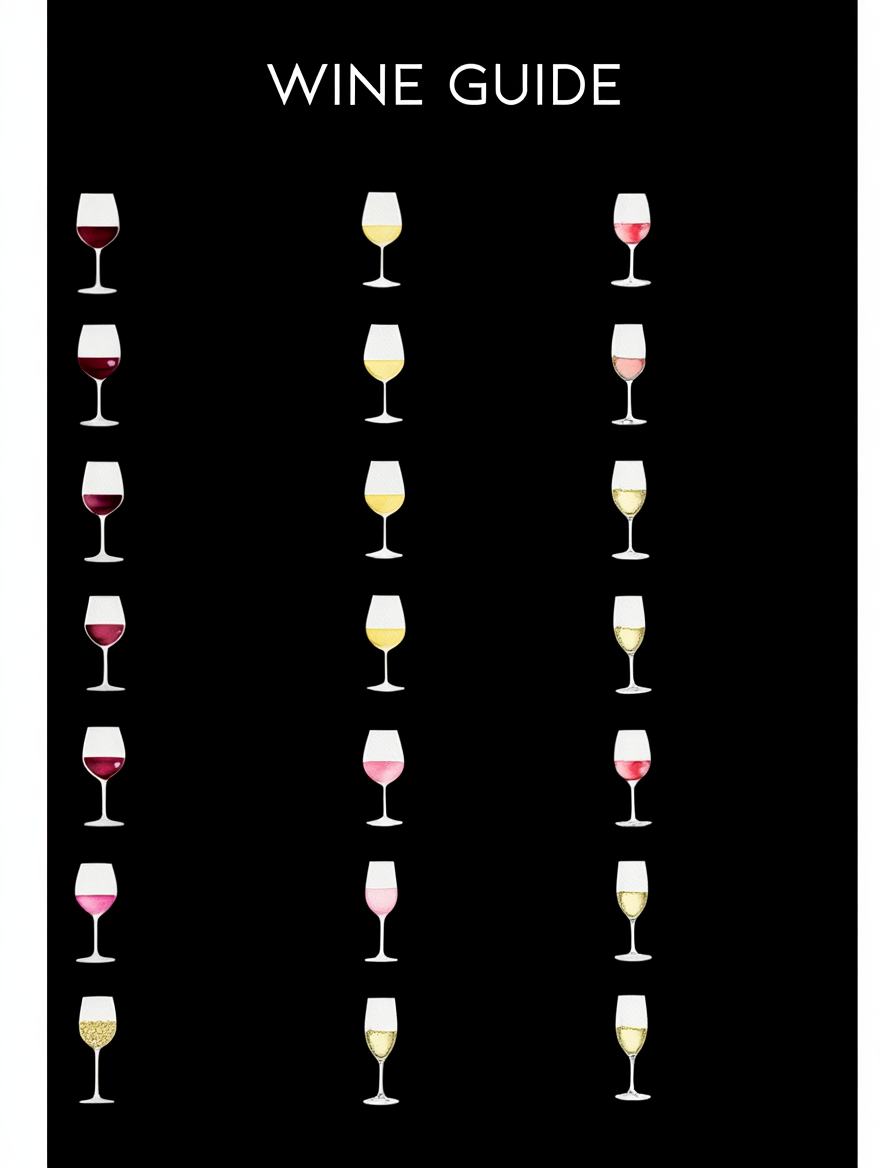 Wine Guide Poster – Illustrated Wall Art for Wine Lovers – Hakyarts