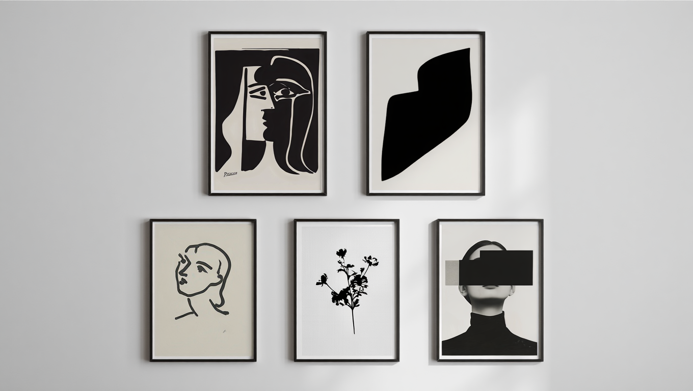 Monochrome Abstract-Inspired Abstract Prints – 5 Black & White Art Pie ...