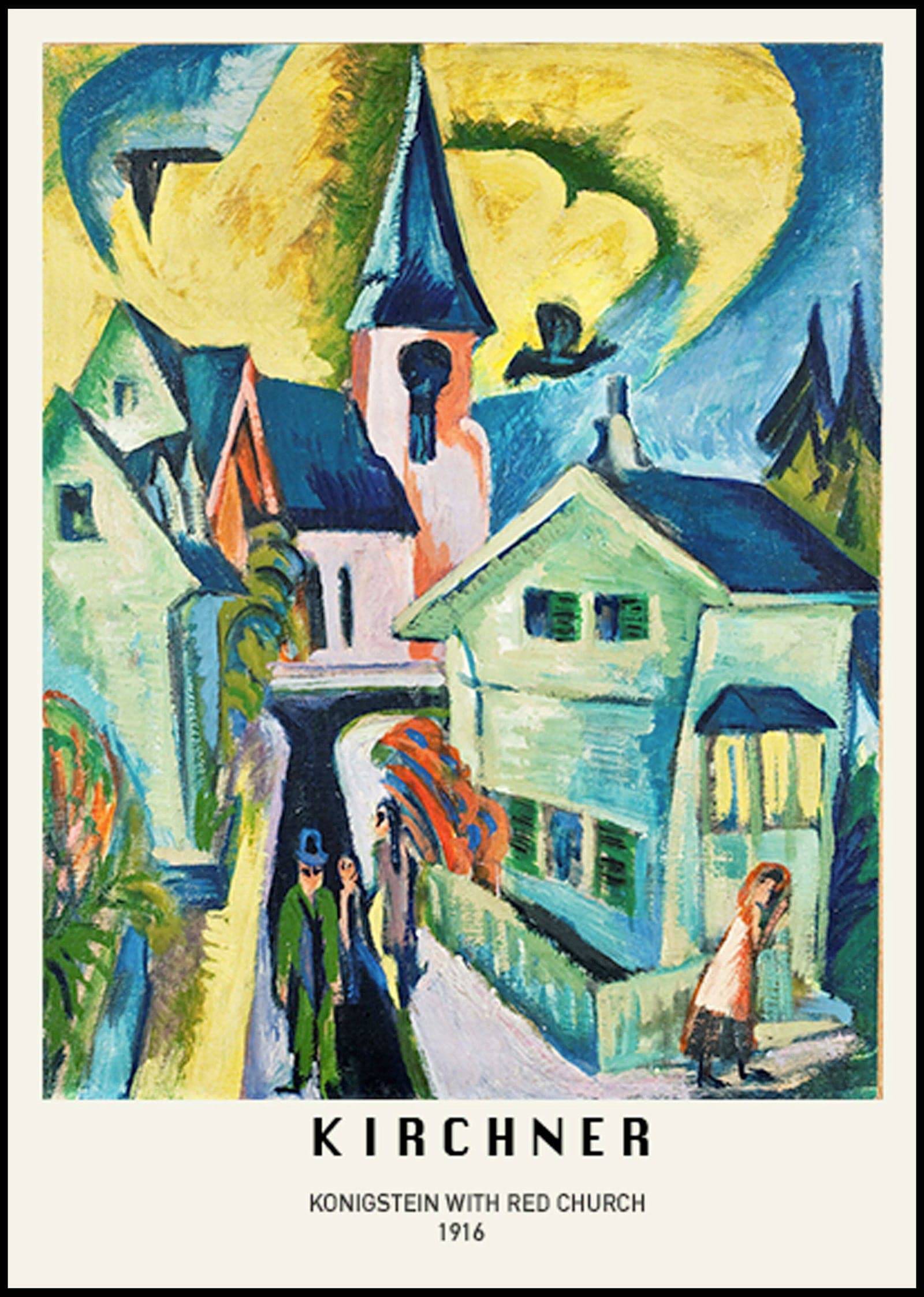 Ernst Ludwig Kirchner - Konigstein with Red Church Poster – Hakyarts