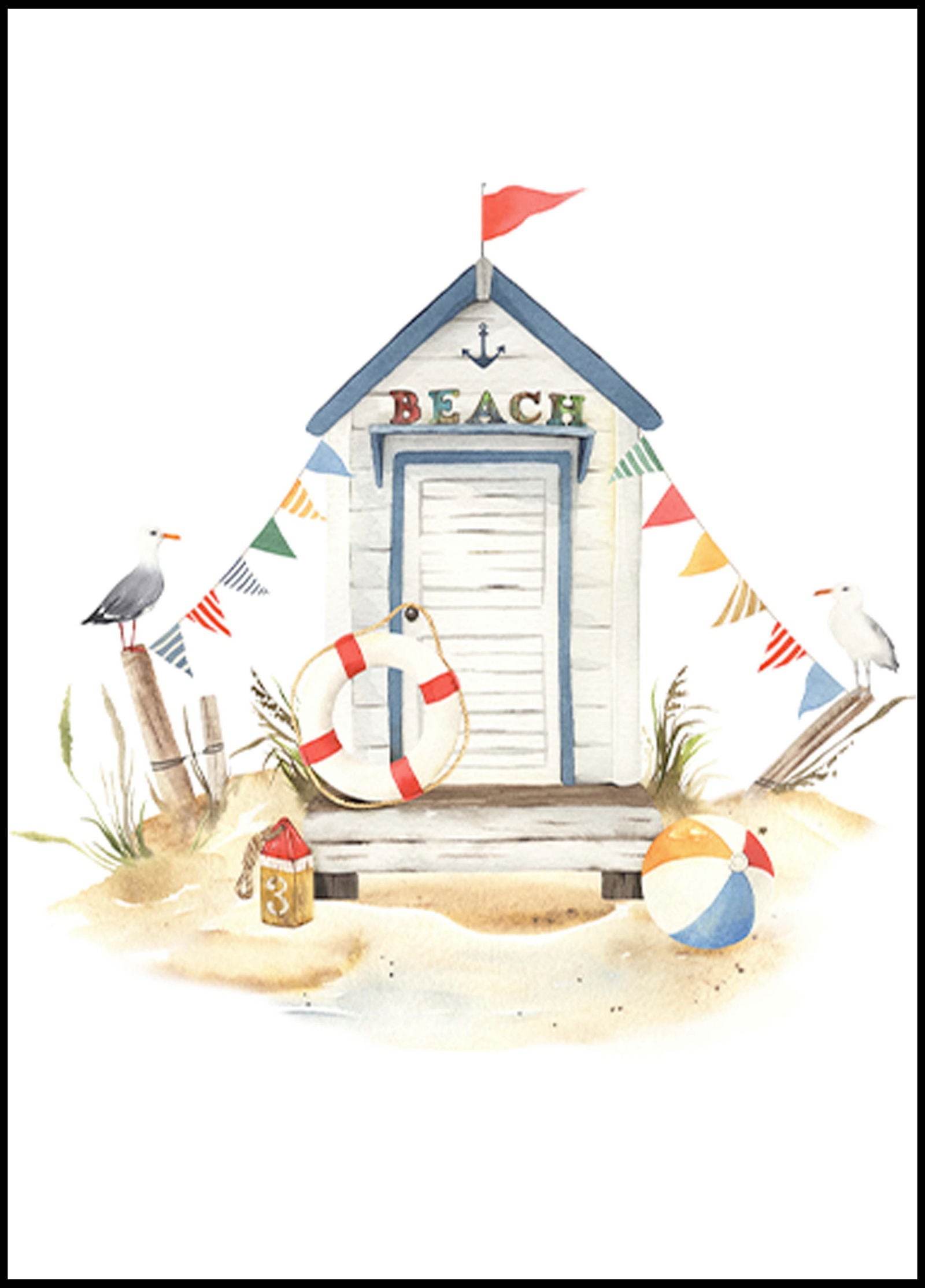 White Beach Hut Poster – Hakyarts