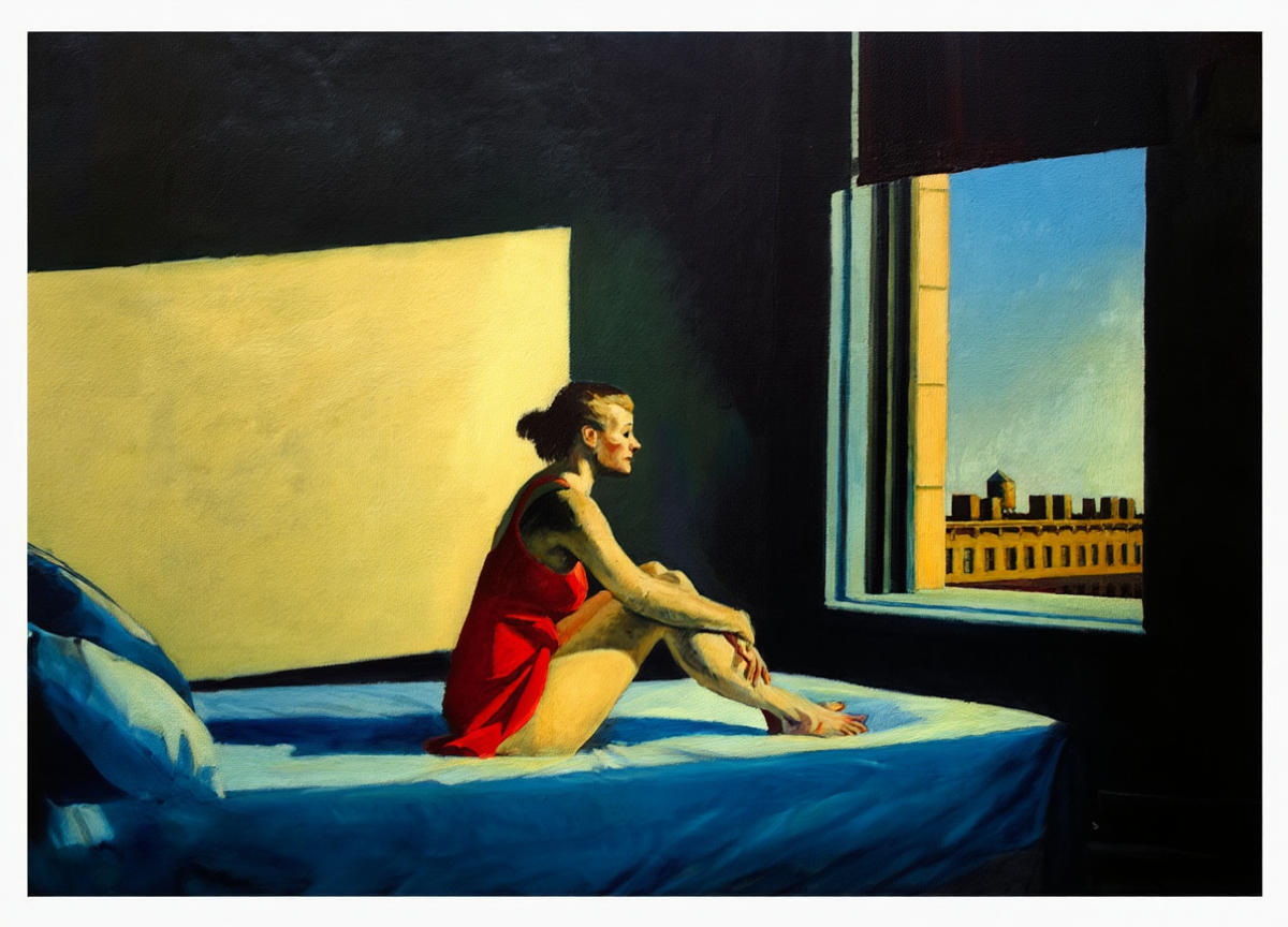 Morning Sun by Edward Hopper – Modern American Art Print – Hakyarts