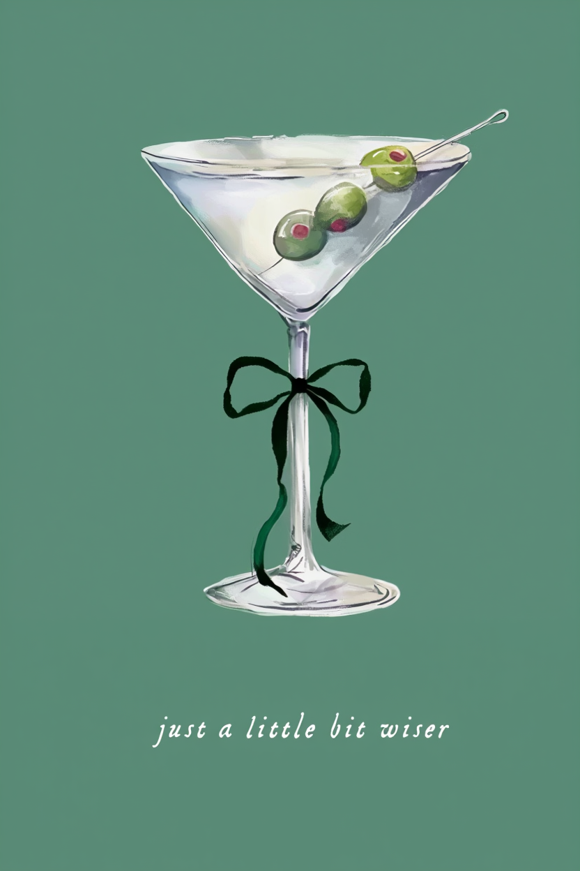 Just a Little Bit Wiser — Cocktail Drink Wall Art Print – Hakyarts