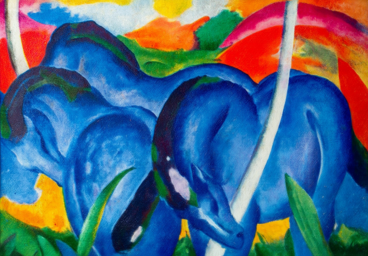 The Big Blue Horses by Franz Marc – Expressionist Animal Art Print ...