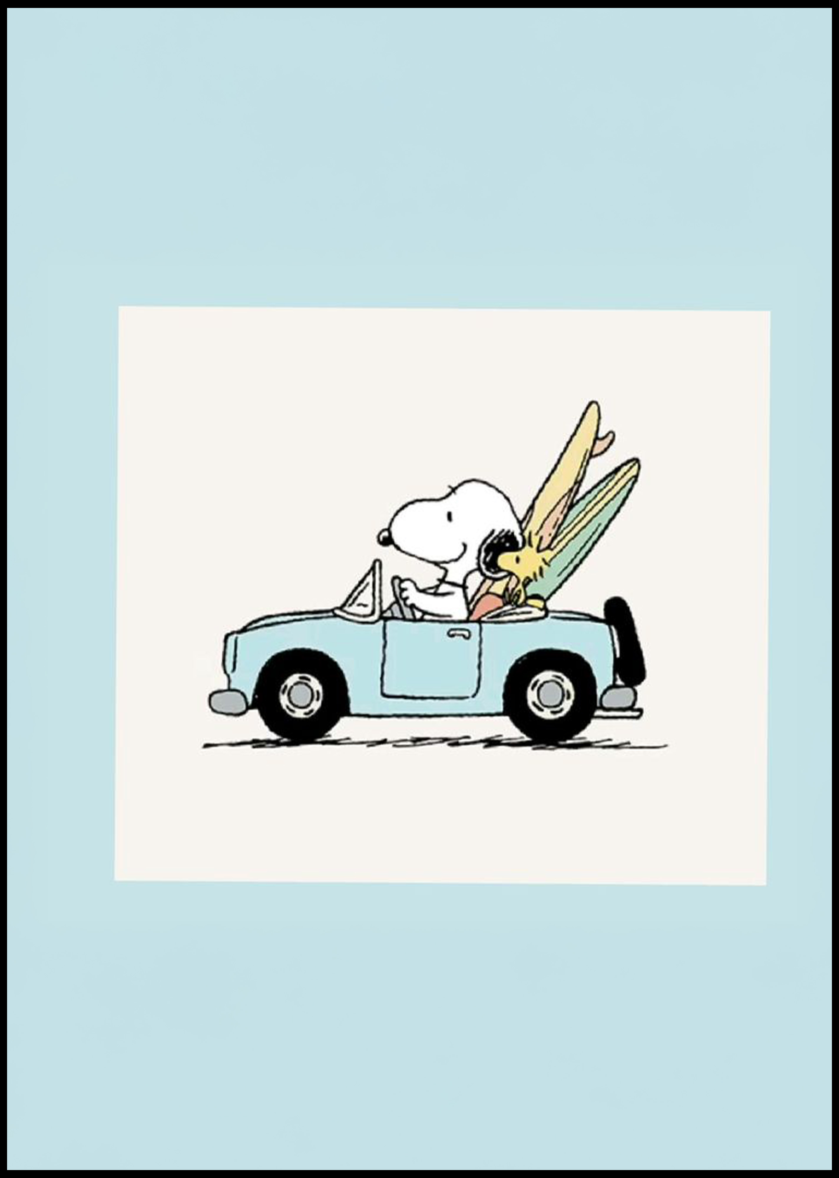 Snoopy Driving Poster – Playful Cartoon Wall Art Print – Hakyarts